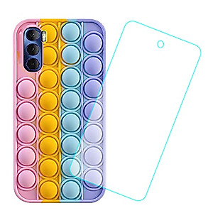 Fidget Toys Pop Phone Case for Moto g Stylus 4g 2022 with Tempered Film,Stress Relief Push Pop Bubble Funny Kawaii Cute Fun Soft Silicone Design Cover for Moto g Stylus 4g 2022 Pink