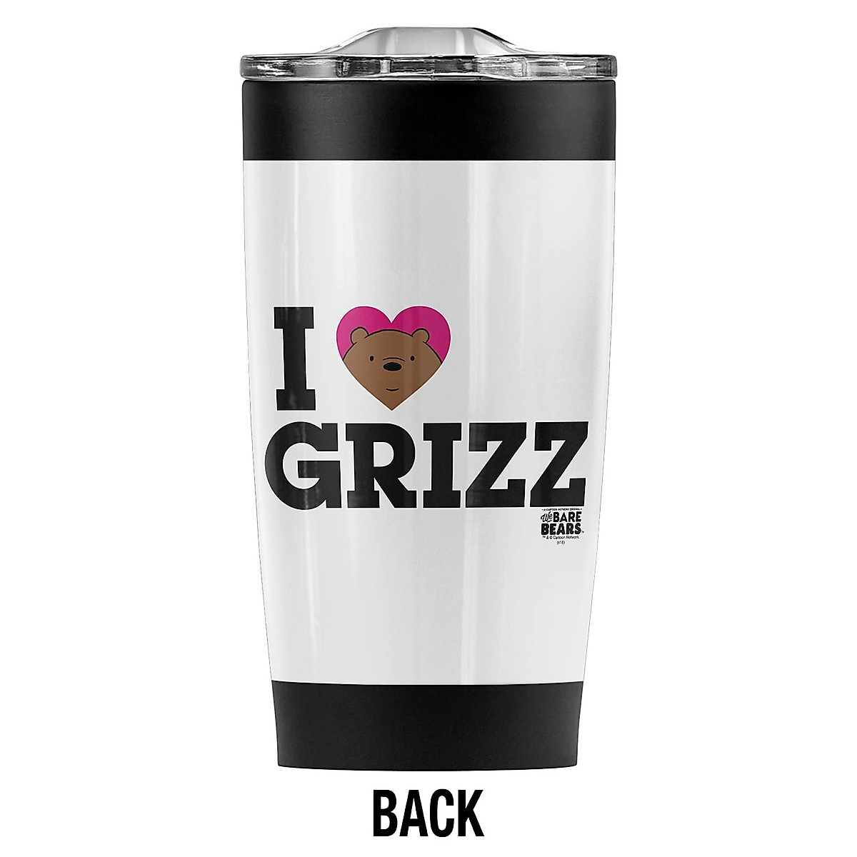 Logovision We Bare Bears Heart Grizz Stainless Steel Tumbler 20 oz Coffee Travel Mug/Cup, Vacuum Insulated & Double Wall with Leakproof Sliding Lid | Great for Hot Drinks and Cold Beverages