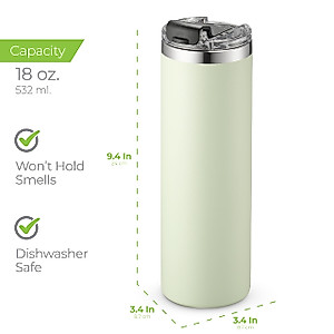 SIPX™ Triple-Insulated Tumblers - 18 Oz. Slim Modern Tumbler With Lid, insulated Cup Keeps Hot For 12 Hours, Stainless Steel Tumbler Made Of Sustainable Material, Coffee Travel Mug For Home & Office