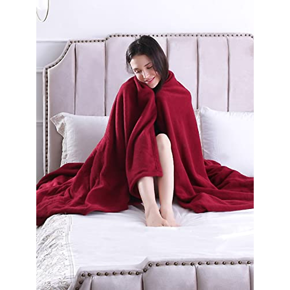 Electric Heated Blanket 62'' x 84'' Twin Size, 4 Heating Levels & 10 Hours Auto Off, Full Body Warming with Fast Heating & Machine Washable, Lightweight Cozy Soft Fleece for Home Use