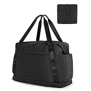 Foldable Duffle Bag, BAGSMART 29L Tote Travel Bag Gym Sports Bag for Women, Carry On Luggage Weekender Overnight Bag for Travel Essentials(Black)