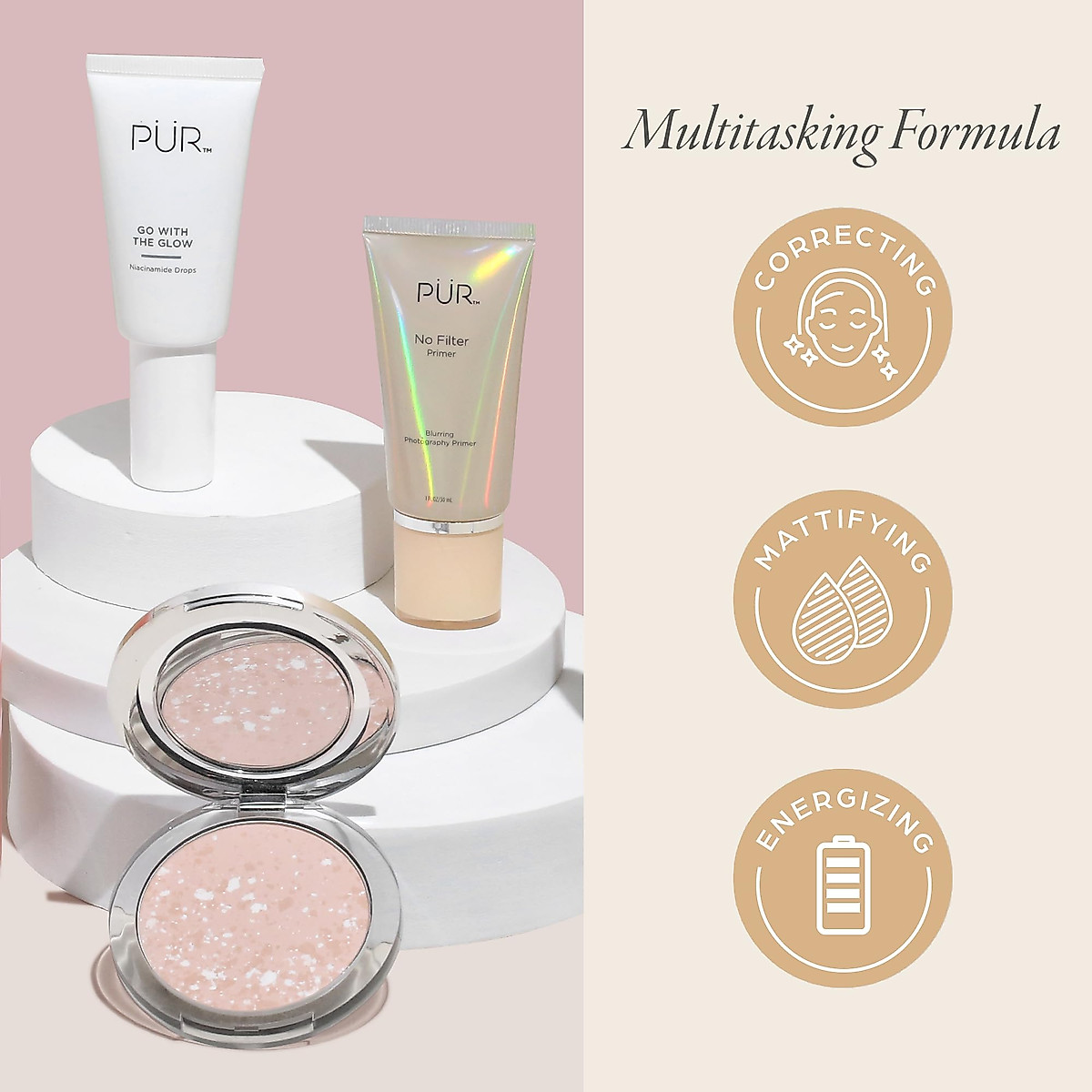 PÜR Beauty Pressed Setting Powder Balancing Act - Skin-Perfecting Pressed Compact Powder for Smooth & Fresh Natural-Matte Finish - Translucent Setting Powder Makeup for All Skin Tone, Cruelty Free