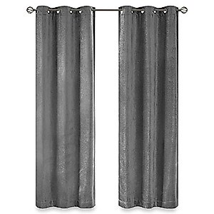 Madison Park Luxe Chenille Window Curtain Pair, 42" W x 108" L, Grey