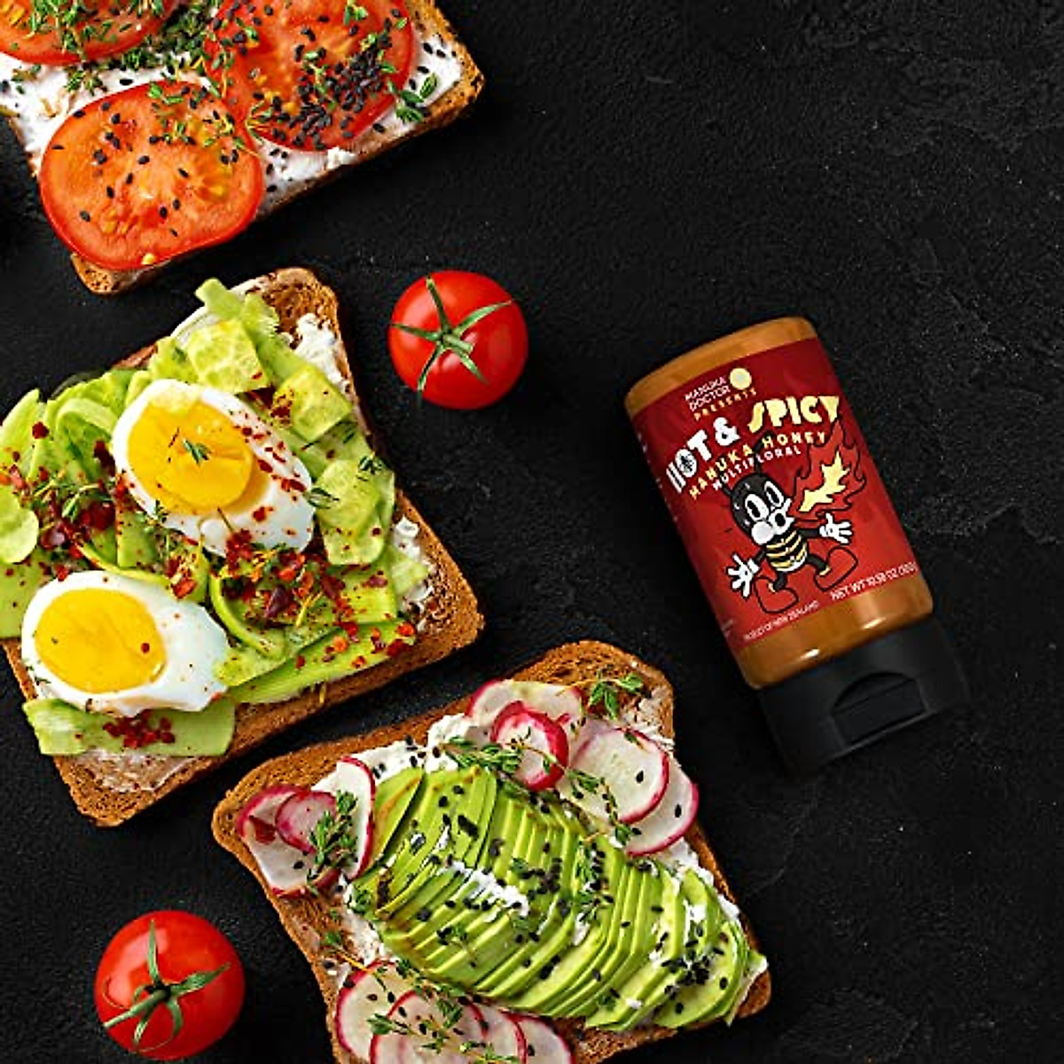 MANUKA DOCTOR - HOT HONEY - HOT & SPICY SQUEEZY Manuka Honey, 100% Pure New Zealand Honey infused with Chili Peppers for Buzzing Hot Flavor (10.58 oz)