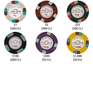 MBGBrybelly Monaco Club Poker Chip Set in Acrylic Carry Case - Casino Clay Composite 13-Gram Quality Poker Chips - Display and Transport Your Collection - Heavy-Duty Protection (1000 ct.)