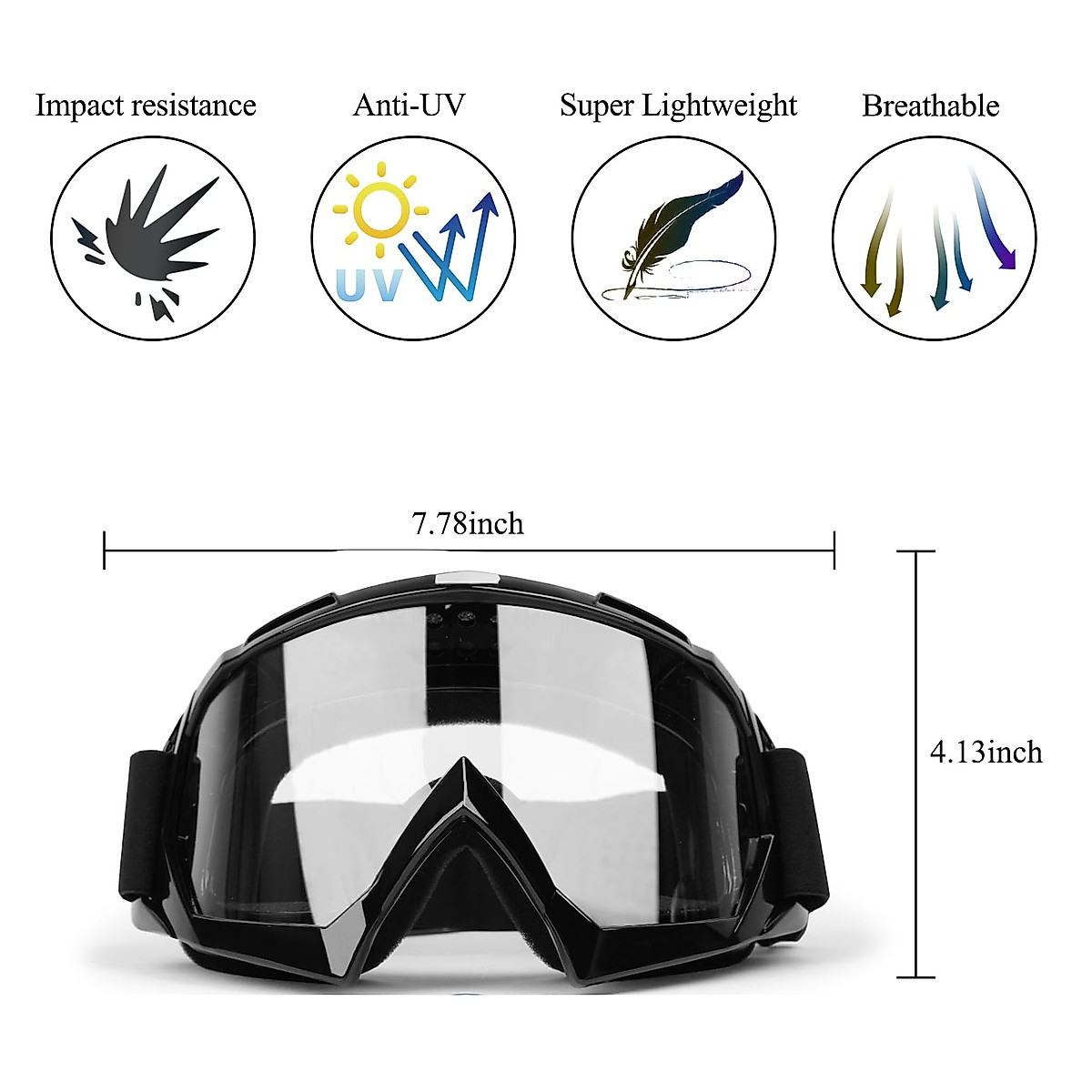 XYOP Professional Motorcycle Motocross Goggles for Men Women ATV Dirt Bike Goggles Windproof Glasses Wide Vision Powersports Goggles Racing Riding Goggles Anti-Fog Scratch Dustproof 2 Pack Clear Lens