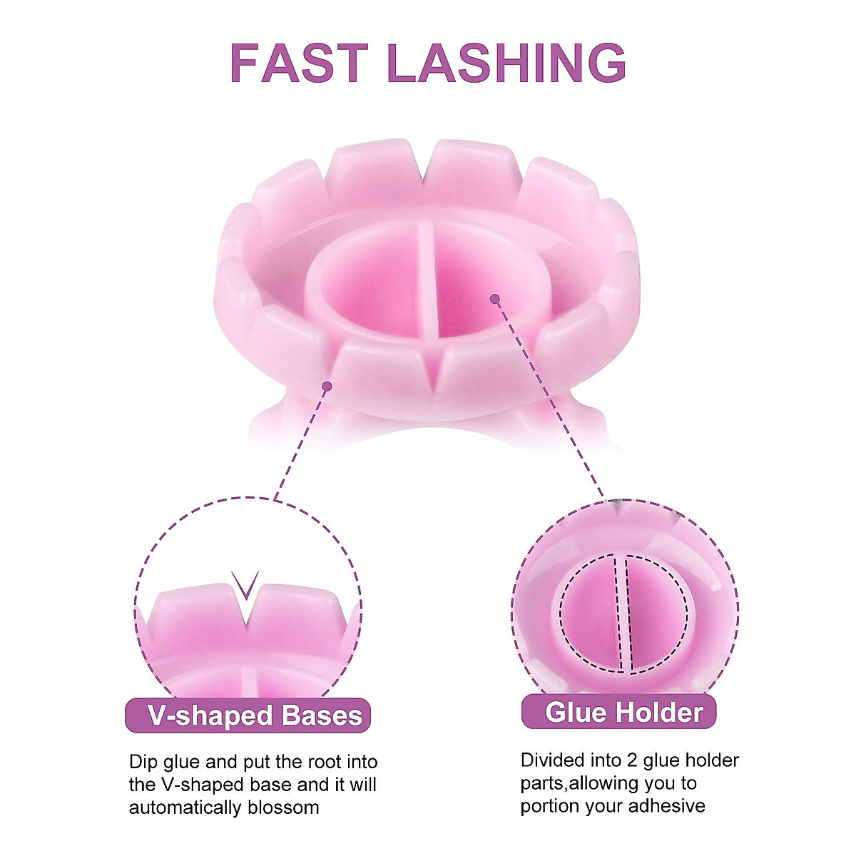 MEKK Glue Rings 100PCS Glue Rings for Eyelash Extension Lash Extension Supplies Disposable Lash Extension Supplies Fanning Blossom Cups for Eyelash Extension(Pink)…