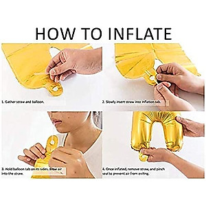 Baby Balloons Baby Shower & Pregnancy Decorations - 16" OH BABY(Gold, Silver, Rose Gold), Balloon Letters with Blow Up Straw & 30 Feet of Hanging Ribbon – 6 Letter Balloons (Gold) (gold)