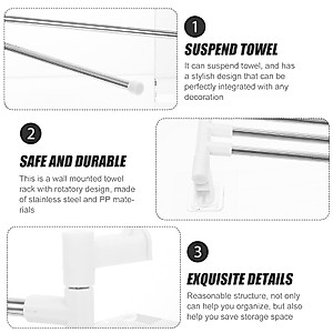STOBAZA 2 Sets Rotating Towel Hanger Iron Towel Rack Rotatory Towel Rack Bath Towel Holder Multipurpose Towel -mounted Towel Rack Kitchen Towel Hanging Rack Nail- Towel Shelf