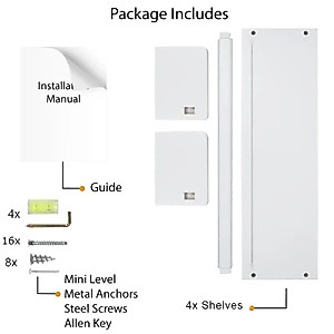 Onlysky Set of 4 Wall-Mounted Kid's Bookshelf - White Floating Nursery Book Shelves - Durable Wood Construction - Ideal for Nursery Decor, Kids Room, Toy Storage