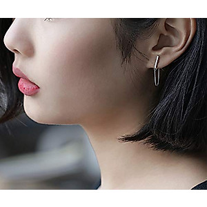Minimalist Bar Earrings with Chain Dangle Earrings 925 Sterling Silver Stud Earrings