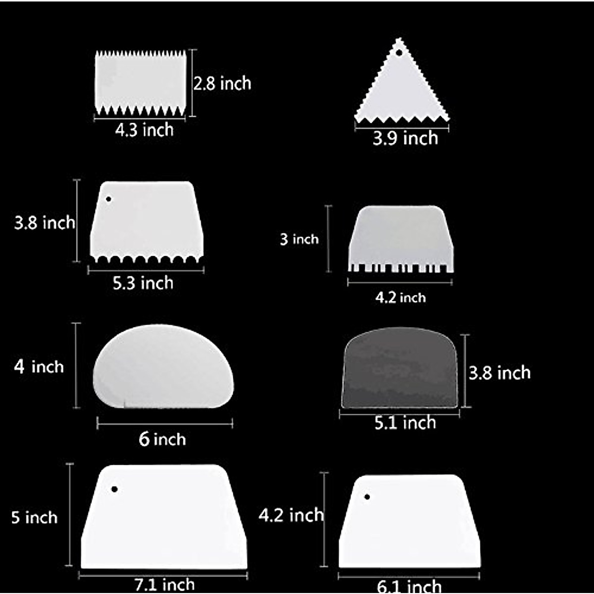 Kissmi 8Pcs Cake Scraper Cake Edge Decorating Supplies Scraper Cutters Smoother Tool Set
