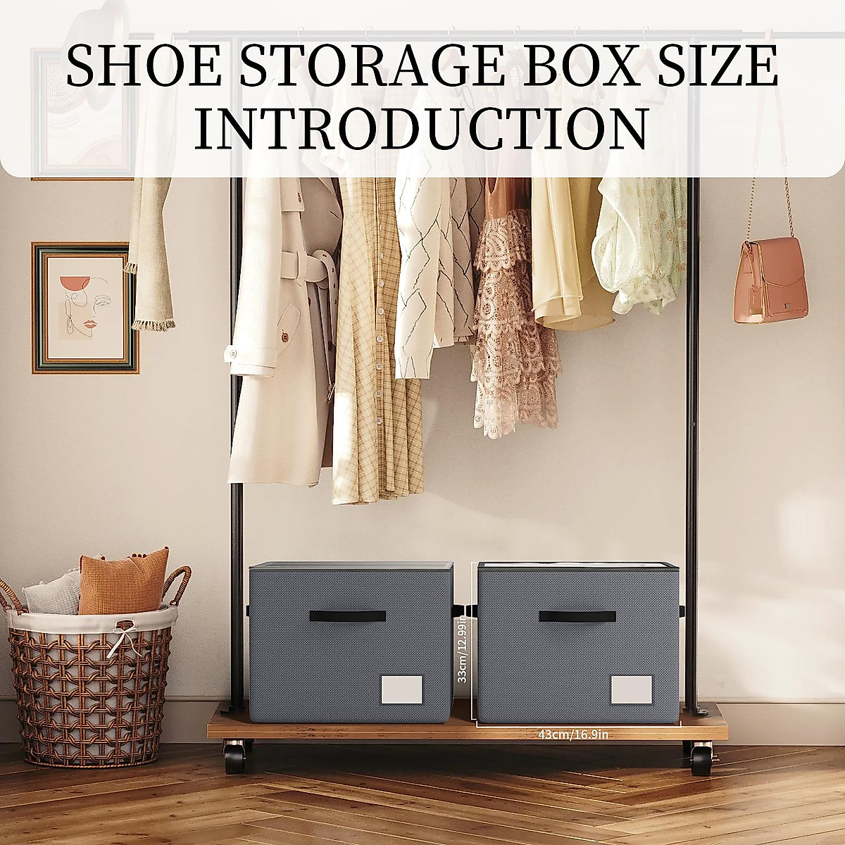 2 Pack Shoe Organizer for Closet, Fits 32 Pairs, Large Shoe Box Storage Containers, Clear Foldable Shoe Storage Bins w/Bottom Support, Space Saving Shoes Holder (Grey)