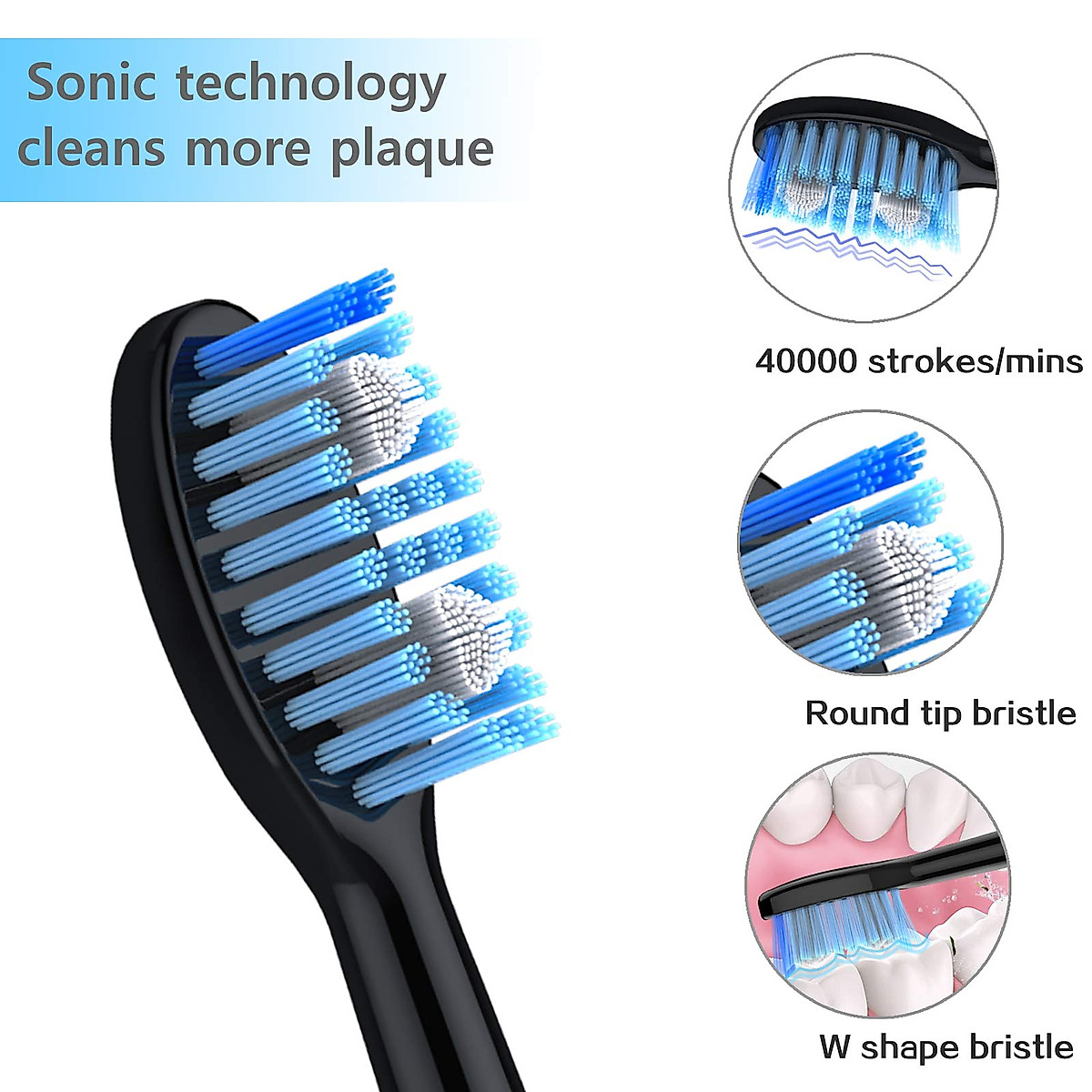 Lächen Electric Toothbrush Double Pack, Sonic Toothbrushes with 10 Brush Heads, 5 Modes, 2 Travel Cases, Smart Timer, 48000VPM, USB Rechargeable Toothbrush for Adults