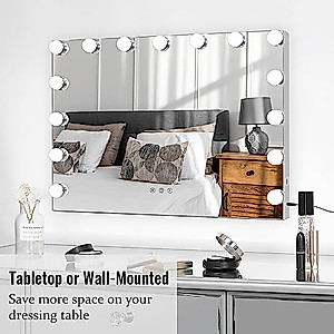 SHOWTIMEZ Vanity Mirror Makeup Mirror with Lights, Hollywood Vanity Makeup Mirror with LED Lights for Dressing Room & Bedroom, W22.8xH17.5in.
