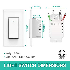 Smart Switch WiFi Light Switch No Hub Required, Light Switch Alexa Compatible with Google Assistant Requires Neutral Wire,Timer Schedule, KULED K36 4Pack