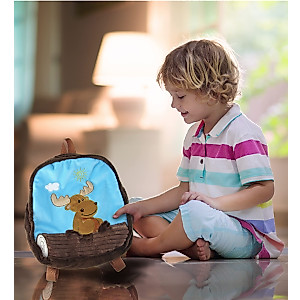 Puzzled DolliBu Moose Stuffed Animal Backpack - Super Soft Plush Stuffed Animal Bag for Children Accessories, Kids First Travel Plush Bag Toy For Boys & Girls- 11"