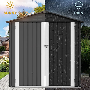 DWVO 5.6x3.2ft Metal Outdoor Storage Shed, Waterproof Tool Shed Heavy-Duty Storage Unit with Lockable Door and Vents, Ideal for Bicycles, Tools, Lawnmowers, Backyards, Patios, Lawns - Dark Gray