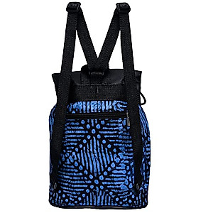 African Things Canvas Mini Backpack for Women - Small Waterproof Casual, School, Travel & Work Shoulder Bookbag - Black Water Resistant Lining Print Drawstring Daypack Purse for Girls Ada Batik