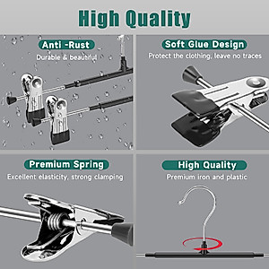 Lamitocs 10 Pack Pants Hangers with Clips,Skirt Hangers Space Saving, Heavy-Duty Pant Hangers Metal Clothes Hanger for Closet, Black