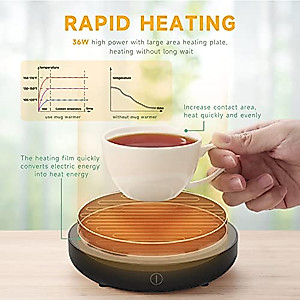 Coffee Mug Warmer Smart Cup Warmer with 3 Temperature Settings Electric Beverage Warmer Plate Auto Shut Off, Coffee, Tea and Milk Warmer for Office Home Desk Use (Cup Not Included)