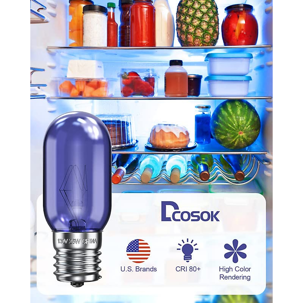 Premium 297048600 241552802 Refrigerator Light Bulb Replacement for T8 40W Freezer Fridge Light Bulb Compatible with Whirlpool KitchenAid Electrolx Kenmore Frigidaire -10 Years Warranty 2PCS