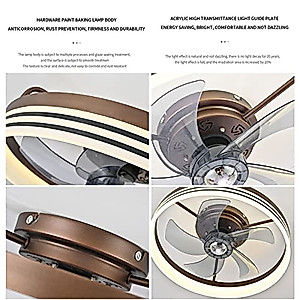 Letmarey Flush Mount Low Profile Ceiling Fans with Lights and Remote Control, 18" Modern Ceiling Fan Light 5 Blades 6 Speed Reversible LED Dimmable, for Indoor Installation. (Coffee)