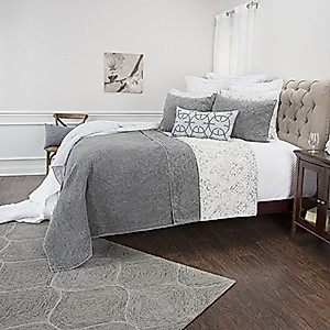 Rizzy Home | BQ4566 | Polyester King Sham | 20"x36" Gray/Black/Nuetral Solid