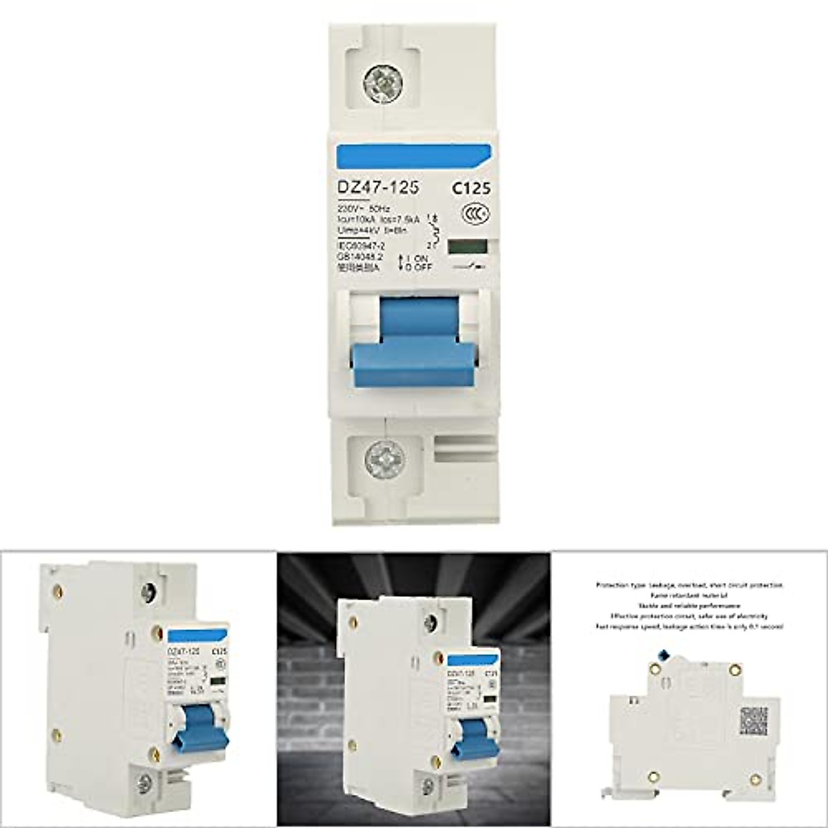YWBL-WH Circuit Breaker DZ47-125 1P Current 30mA Leakage Air Switch 0.1S 7.5KA (125A)