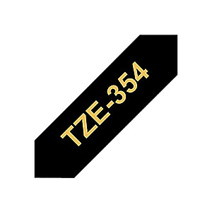 Brother Tze354 Tze Standard Adhesive Laminated Labeling Tape, 1-Inch W, Gold On Black