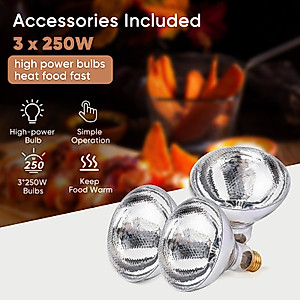 SOKO Food Heat Lamp - Commercial Food Warming Lamp with Dual 250w Bulbs 360°Adjustable Head Food Warmer Heat Lamp for Food Heating Buffet Parties Restaurant Kitchen Home Use, Rose Gold