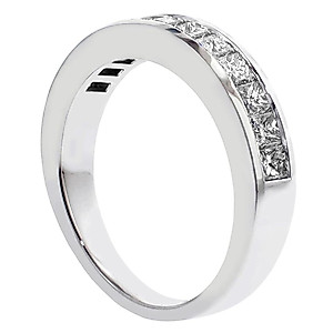 VIP Jewelry Art 1.00 Diamond Rings for Women Ct Tw Channel Set Diamond Ring Princess Cut Diamond Anniversary Wedding Ring In 14k White Gold Promise Rings For Couples Diamond Wedding Band