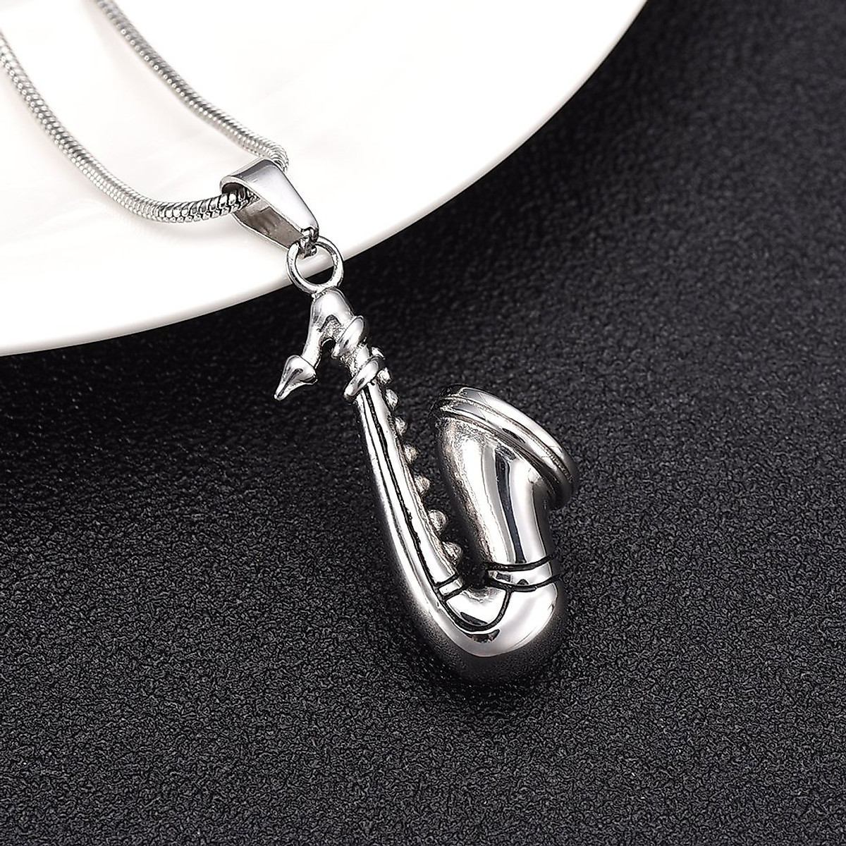 memorial jewelry Stainless Steel Musical Instrument Silver Color Charm Necklace Pendant with Silver Chain
