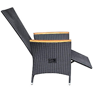 UTSRABFA Conversation Furniture Set Patio Dining Chair Outdoor Club Chair Reclining Patio Chairs 2 pcs with Cushions Poly Rattan Blackfor Garden,Backyard, Lawn, Porch, Poolside
