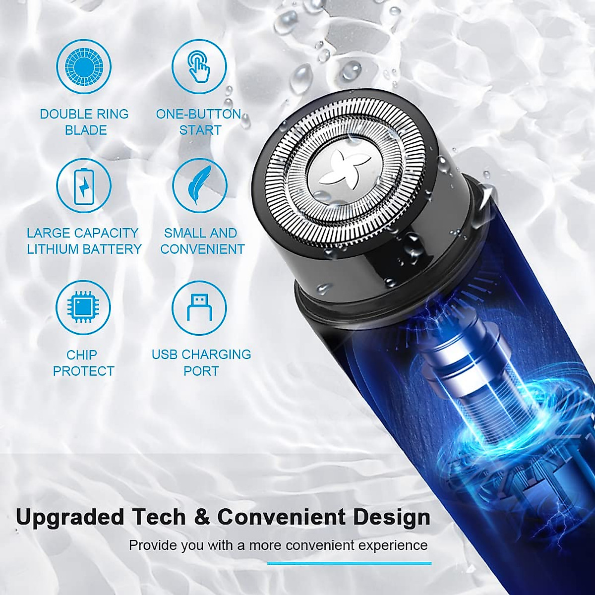 SUPRUS Women’s Rechargeable Electric USB Shaver for Face Beard Mustache Arm Leg Armpit Bikini LED Battery (Black)