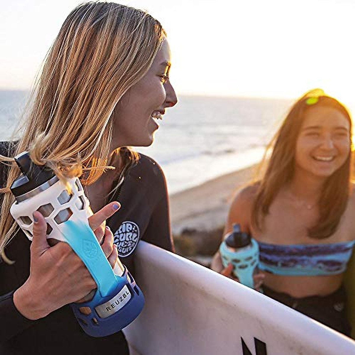 REUZBL Bottle Bumper Silicone Boot Sleeve Protector with Handle Compatible with 40oz Double-Wall Vacuum Insulated Stainless Steel Water Bottles, Black