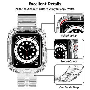 Jiunai compatible with Apple Watch Bands 42mm 44mm 45mm Transparent Clear Rugged Bumper Sports Crystal Bumper iWatch Band Strap Protective Case for Apple Watch Series 8 7 6 5 4 SE 2022 42mm 44mm 45mm