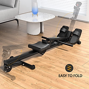 Rowing Machine for Home Use, Rowing Machine Rower for Full Body Exercise Cardio Workout with LCD Monitor & Comfortable Seat Cushion, Quiet & Smooth t-2023 Revolution New Row Machine (Black)