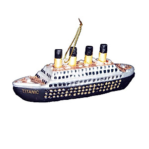 Kurt Adler 5-Inch Noble Gems Glass Titanic Ornament,Anniversary