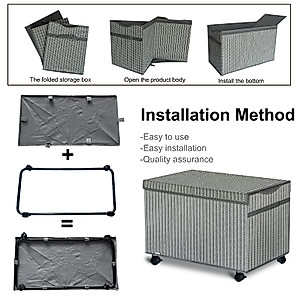 VERONLY Large Toy Box Storage Chest with Wheels for Boys,Girls, Collapsible Kids Toy Organizers and Storage Bins with Lids for Nursery,Playroom (Grey)