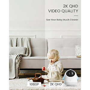 Simshine Smart Baby Monitor WiFi Smartphone AI Cry Soothing Lullaby, Sleep Breathing Analysis, 2K UHD Video Camera, 2-Way Talk, Night Vision, Virtual Fence