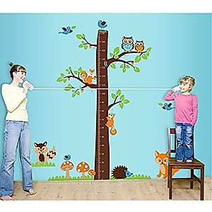 COVPAW® Wall Stickers Height Chart Measure Scale Decor Zoo Animal Owl Tree Growth Chart Kids Nursery Baby Room