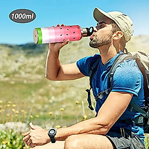 xigua Watermelon Water Bottle with Straw Lid Vacuum Insulated Stainless Steel Thermo Flask for Sports Cycling Hiking School Home,20 oz.