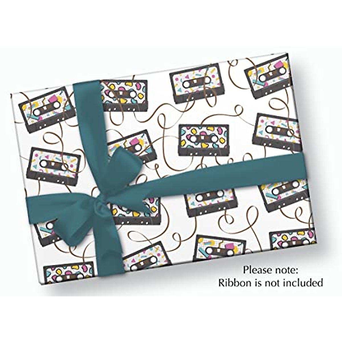 Stesha Party 80s 90s Cassette Tape Gift Wrapping Paper - Folded Flat 30 x 20 Inch (3 Sheets)