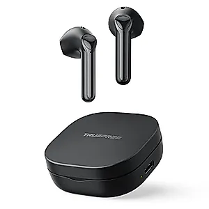 Wireless Earbuds Truefree A1 Bluetooth 5.0 Headphones Wireless Earphones with 4 Mics, Immersive Stereo Sound by 14.2mm Driver, ENC for Clear Calls, USB-C Charge, 18 Hours of Playtime, Single/Twin Mode