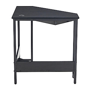 Aienid MDF Black Computer Desk Triangle Computer Desk,Corner Desk with Smooth Keyboard Tray& Storage Shelves,Compact Home Office,Small Desk with Sturdy Steel Frame As Workstation for Small Space