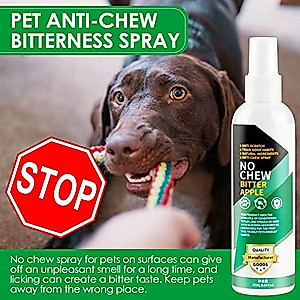 TUIOOE Bitter Apple Spray for Dogs to Stop Chewing - Prevent Licking, Marking, Chewing - Anti Chew Deterrent No Chew Spray | Alcohol Free, Non-Toxic, No Sting & No Smell - Indoor & Outdoor Safe 175ML