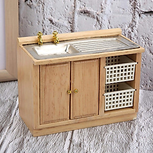 1/12 Miniature Kitchen Sink, Dollhouse Miniature Dish Washing Table, Miniature Dollhouse Accessories For Living Room Dish Washing Table Kitchen Home