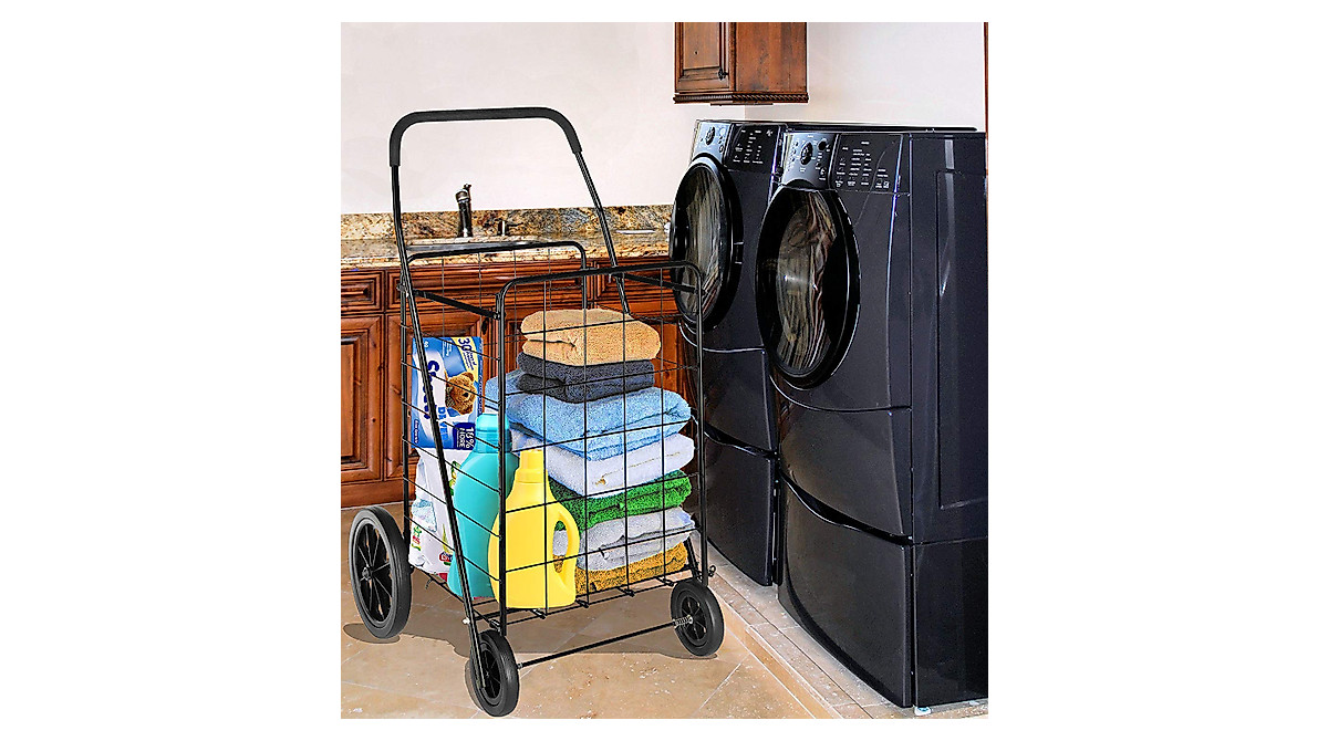 Heavy Duty Folding Shopping Cart - Jumbo Size for Easy Carrying