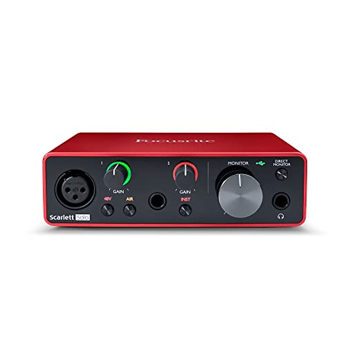 Focusrite Scarlett Solo 3rd Gen USB Audio Interface for Guitarists, Vocalists, Podcasters or Producers to record and playback studio quality sound